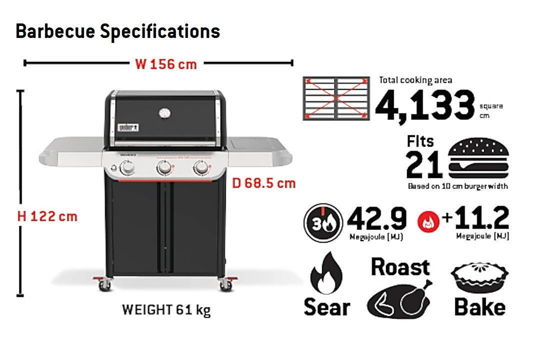 NEW Weber® Genesis® E-325 3-Burner Gas Barbecue – Great Outdoors Albury